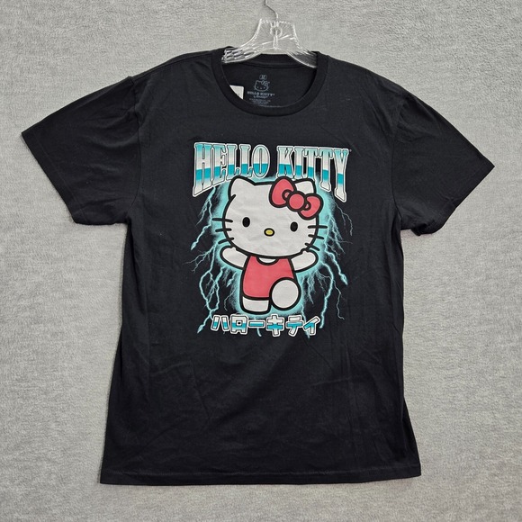 Hello Kitty | Tops | Hello Kitty Women Top Medum Black Shirt Logo ...